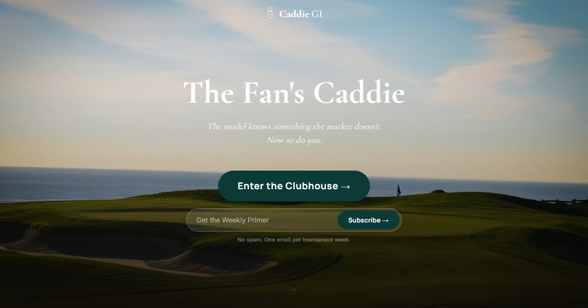 Caddie GI — Live Golf Predictions & Tournament Intelligence